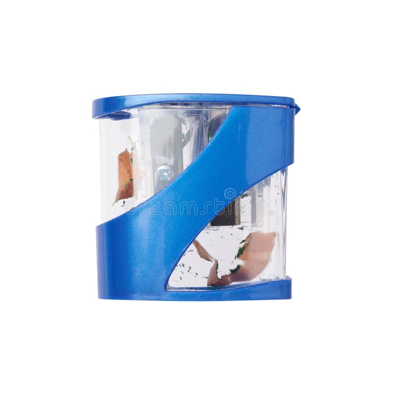 Blue Plastic Pencil Sharpener on Isolated Background Stock Photo ...