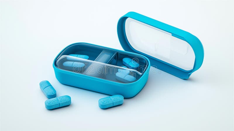 Ultra-realistic Image of a Small Blue Plastic Pill Cutter with a Secure ...