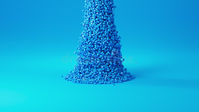 Blue Plastic Polypropylene Granules Pouring into Glass Cup, Masterbatch ...
