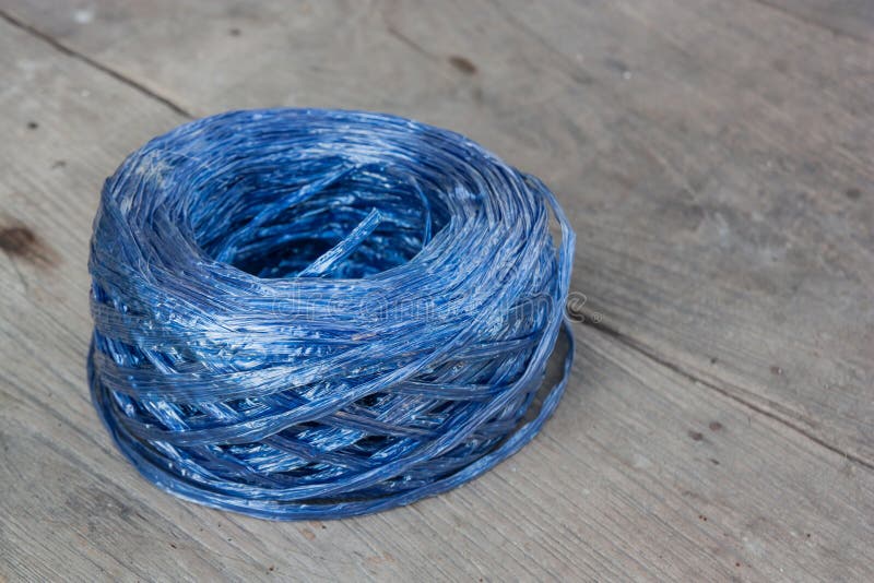 Blue plastic rope coil. stock image. Image of backdrop - 65595677