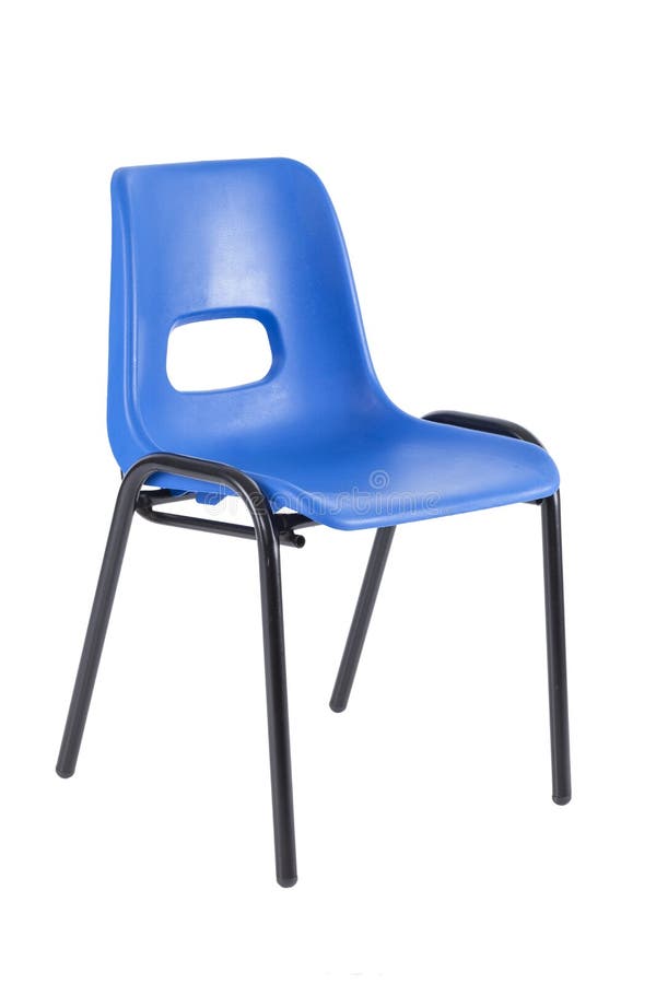 Blue Plastic School Desk on White Background Stock Photo - Image of ...