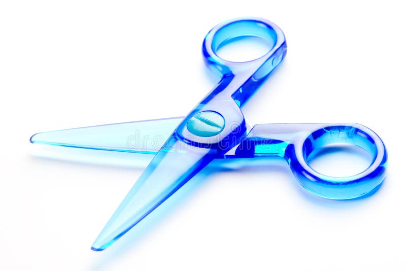 Blue plastic scissors stock photo. Image of background - 22056448