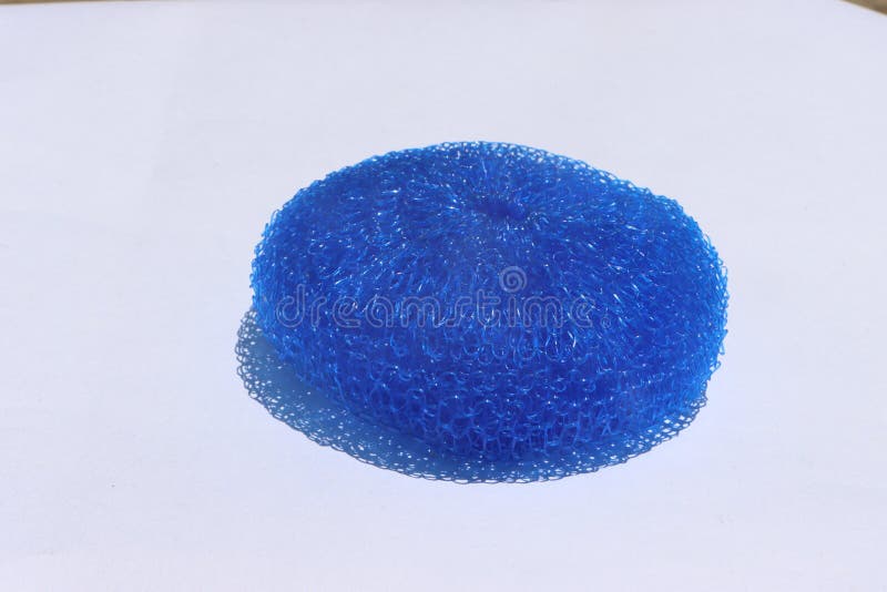 Blue Plastic Scrub Isolated on White Background Stock Image - Image of ...