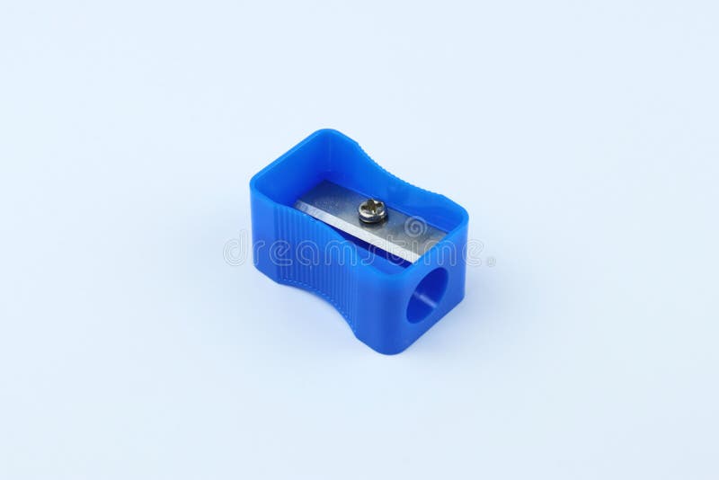 Blue Plastic Sharpener on White Background Stock Photo - Image of ...