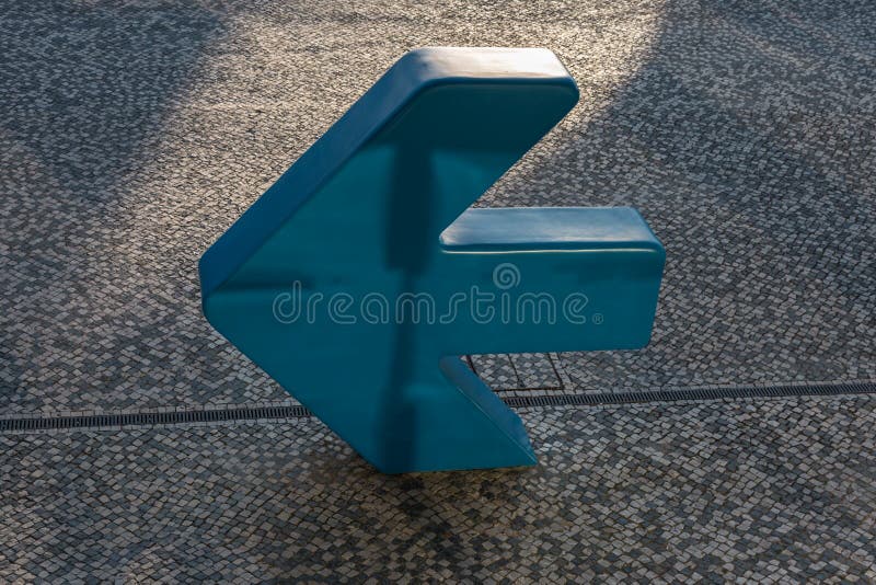 Blue Plastic Sign with Empty Direction Arrow Stock Photo - Image of ...