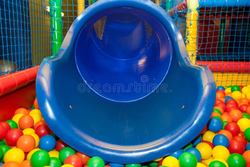 Blue Plastic Slide and Pool Stock Photo - Image of childhood, plastic ...