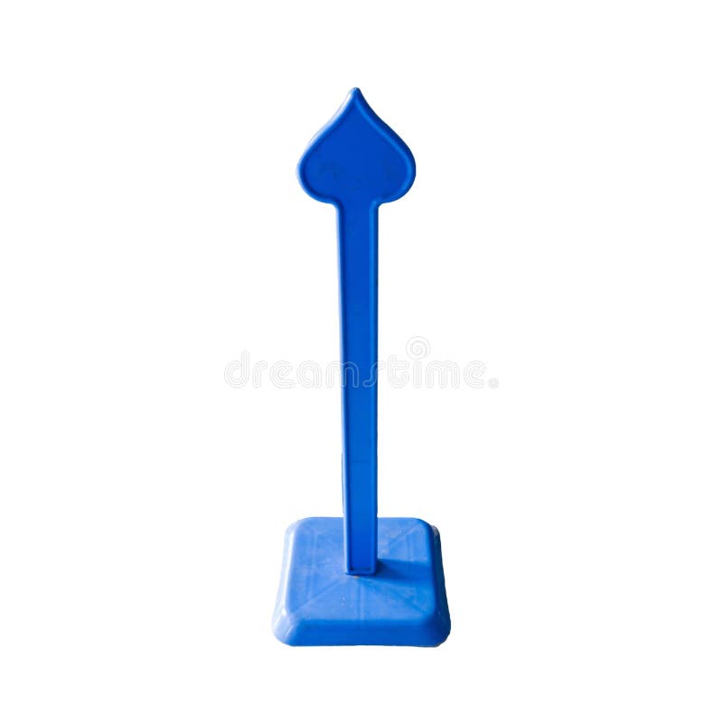 Blue Plastic Spade-Shaped Stand on Rectangular Base Prayer Stand Stock ...