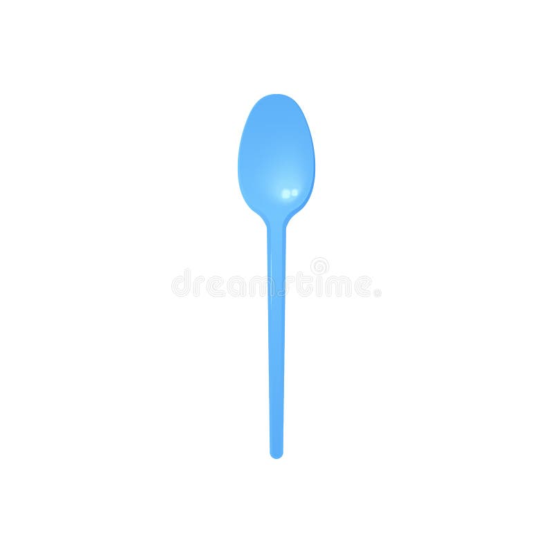 Blue Plastic Spoon or Teaspoon Mockup, Realistic Vector Illustration ...