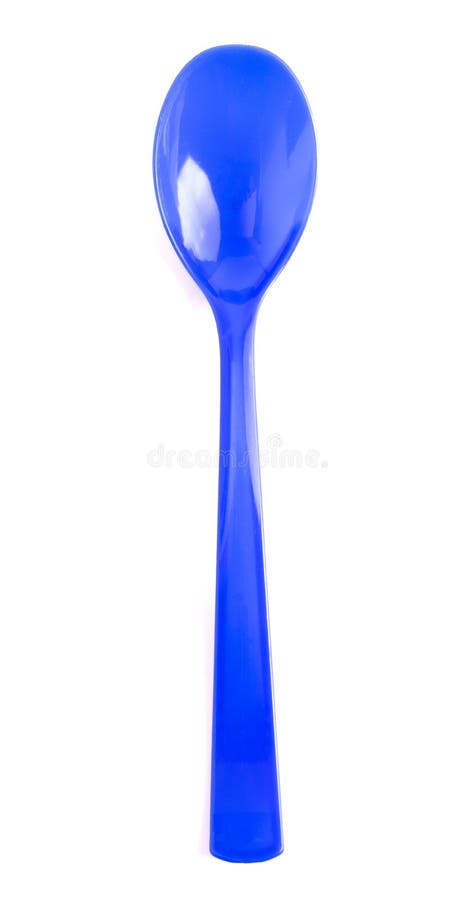 A Blue Plastic Spoon on a White Background Stock Photo - Image of ...