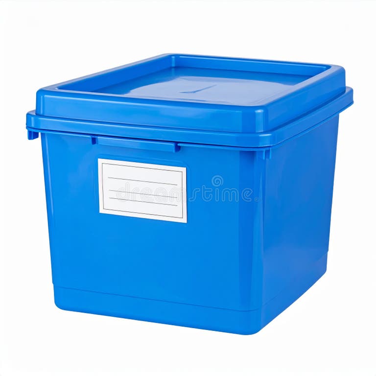 Blue Plastic Storage Box with Lid Stock Illustration - Illustration of ...