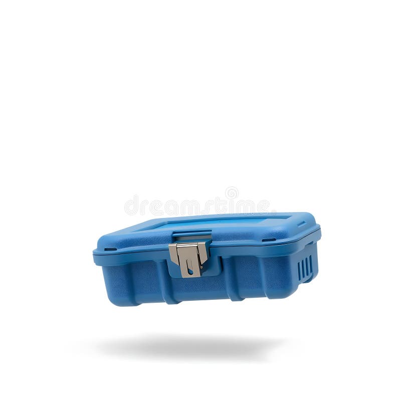 Blue Plastic Storage Container, Secure Latch, Isolated on White ...