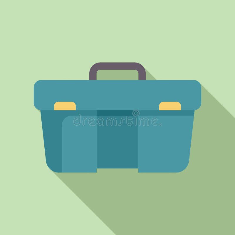 Blue Plastic Toolbox with Metal Locks is Closed and Lying on Green ...