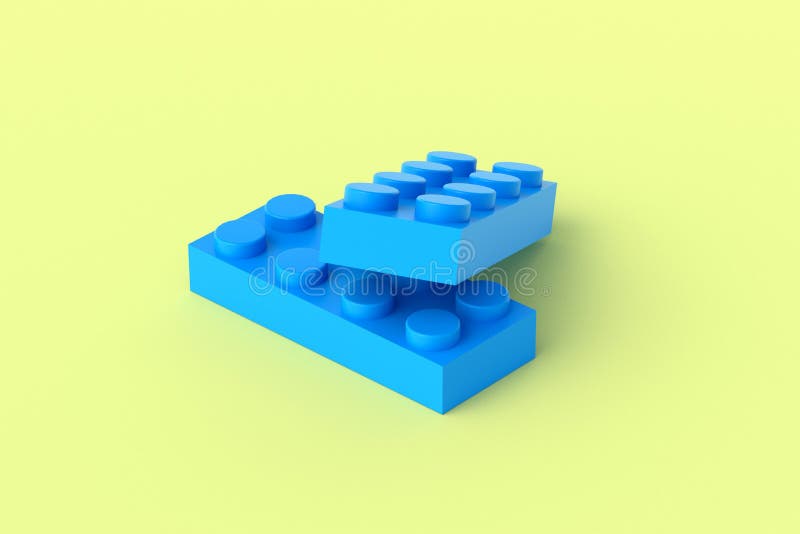 Blue Plastic Toy Blocks on Yellow Background Stock Illustration ...