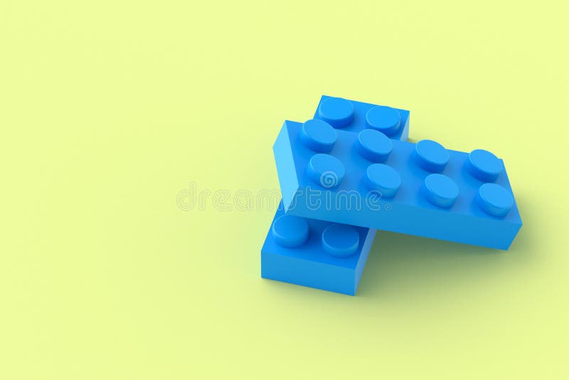 Blue Plastic Toy Blocks on Yellow Background Stock Illustration ...