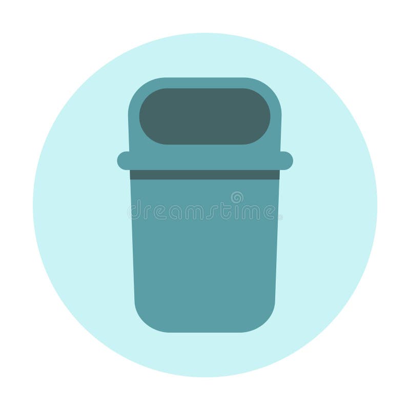 Blue Plastic Trash Bin with Removable Lid Icon Stock Vector ...