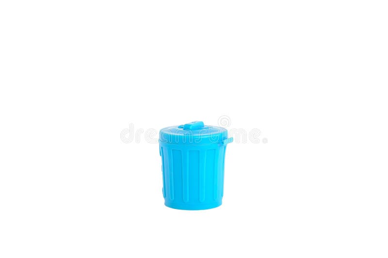 Blue Plastic Trash Can Isolated Stock Image - Image of cover, color ...