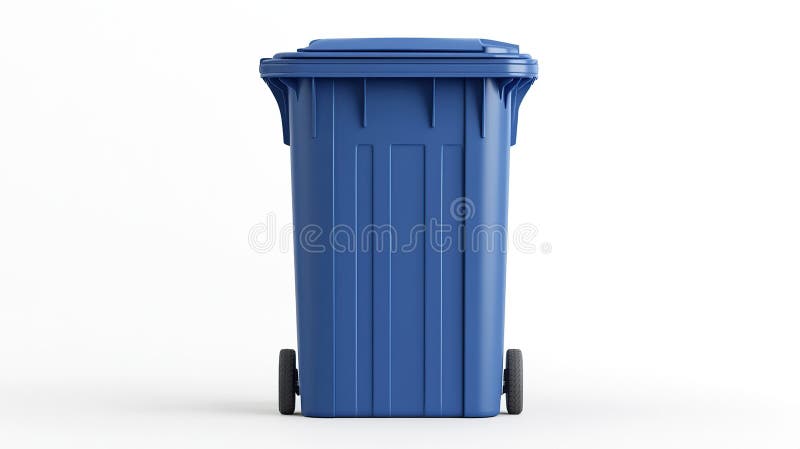 Blue Plastic Trash Receptacle, Front View Stock Illustration ...