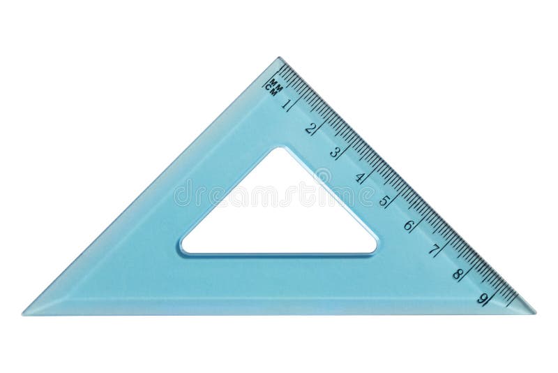 Blue Plastic Triangle Ruler Isolated on White Stock Photo - Image of ...