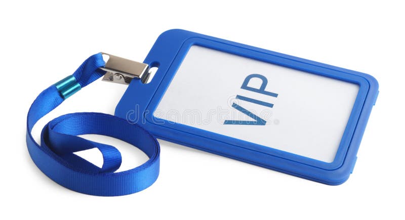 Blue Plastic VIP Badge Isolated on White Stock Photo - Image of ...