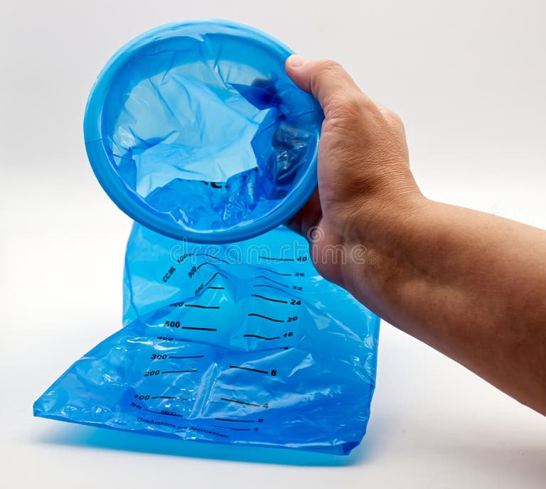 Blue Plastic Vomit Bag on White Background Stock Image - Image of ...