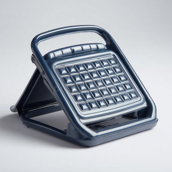Blue Plastic Waffle Maker with Square Grid Pattern and Handle Stock ...