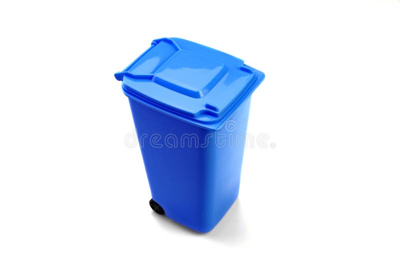 Blue Plastic Waste Container or Wheelie Bin, Isolated on White Stock ...