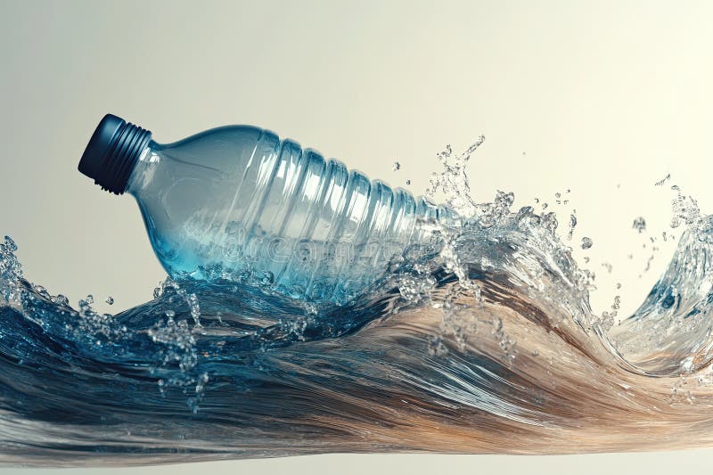 Blue Plastic Water Bottle in Dynamic Water Splash, Refreshing Hydration ...