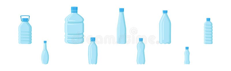 Blue Plastic Water Bottles with Closed Lid Vector Set Stock Vector ...