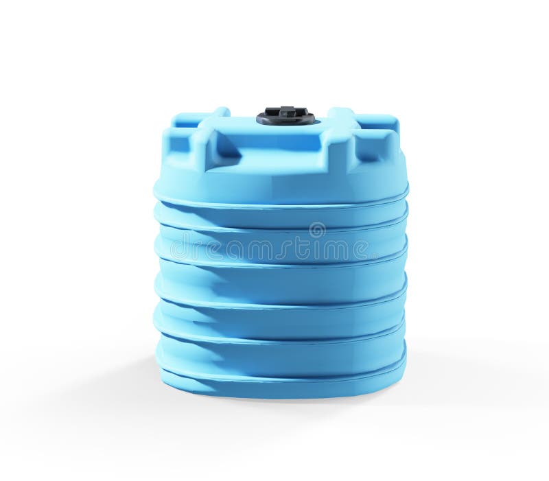 Blue Plastic Water Tank, 3D Rendering Isolated on White Background ...