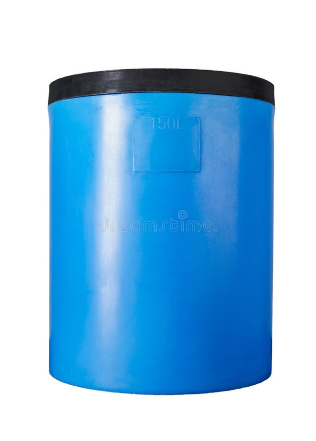 Blue Plastic Water Tank Isolated on White Stock Image - Image of ...