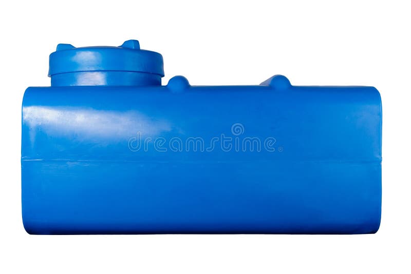Blue Plastic Water Tank Isolated on White Stock Image - Image of tank ...