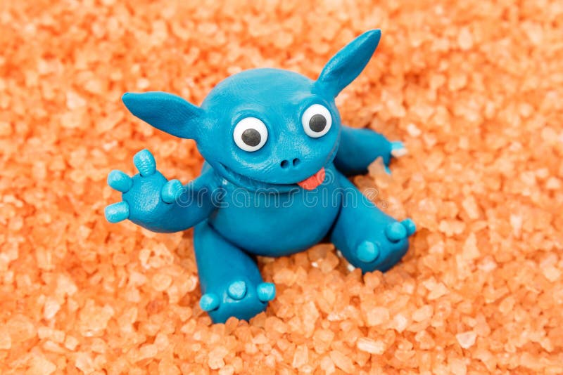 Blue plasticine monster stock photo. Image of closeup - 60124452