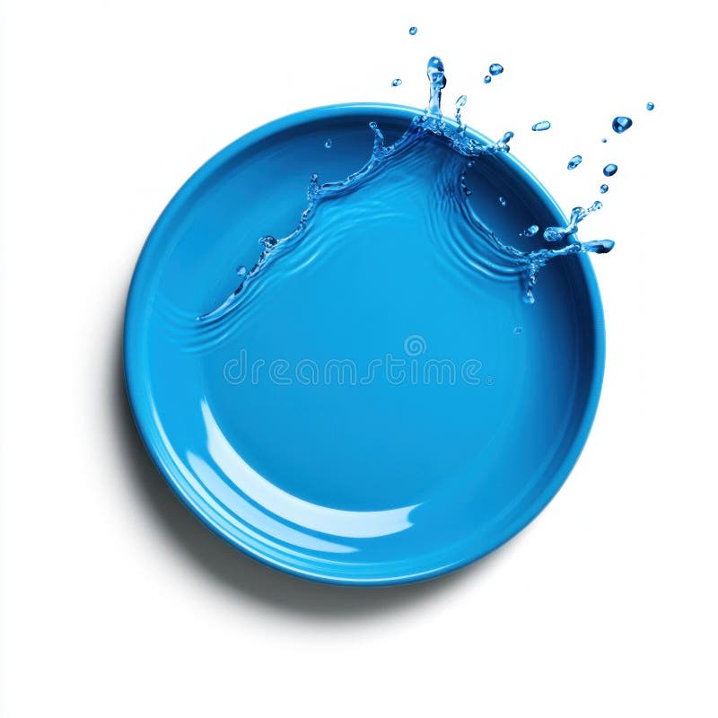 Blue Plate with Dynamic Water Splash Stock Illustration - Illustration ...