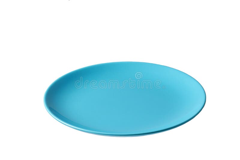 Blue Plate Isolated on White Background,top View Stock Photo - Image of ...