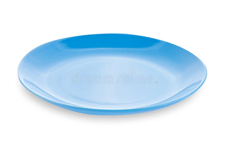 Blue Plate Isolated on White Background Stock Image - Image of ...