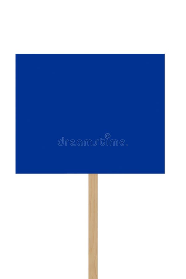 Blue Plate on Wooden Post Isolated on White Background Stock Image ...