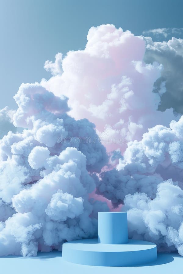 Blue Platform in Cloudy Sky Stock Illustration - Illustration of ...