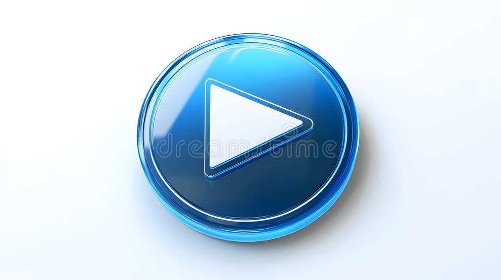 Blue Play Button Icon on a White Background Stock Illustration ...