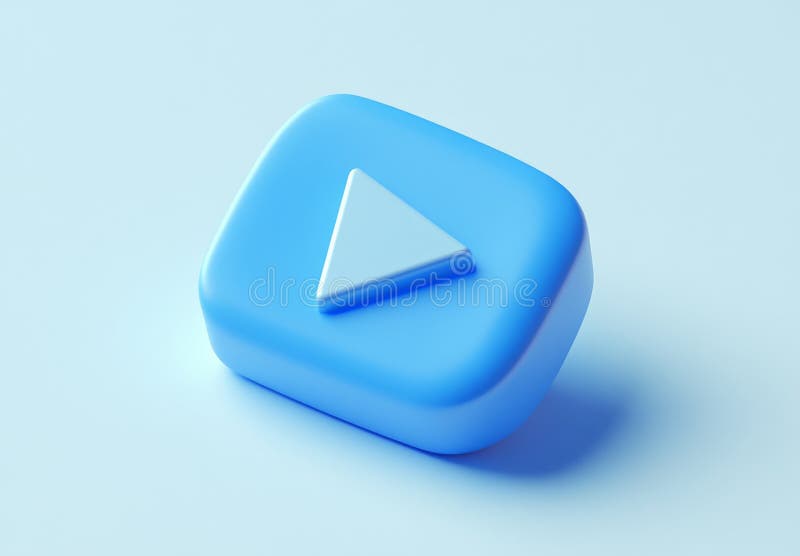 A Blue Play Button, Minimalist in Style, is Positioned on a White ...