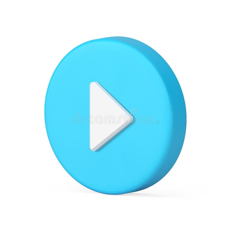 Blue Play Start Circle Badge Isometric Navigation Menu Button Arrow ...