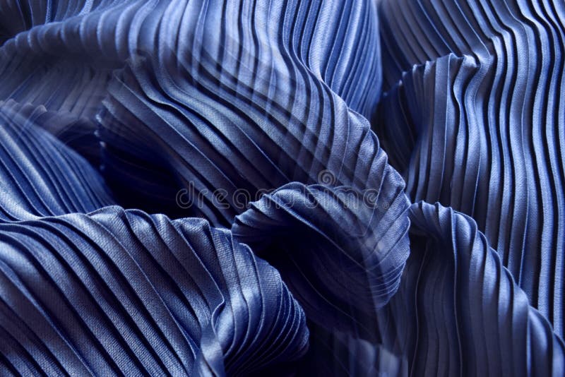 Blue Pleat Fabric Background is a Beautiful Curved Wave. Stock Image ...