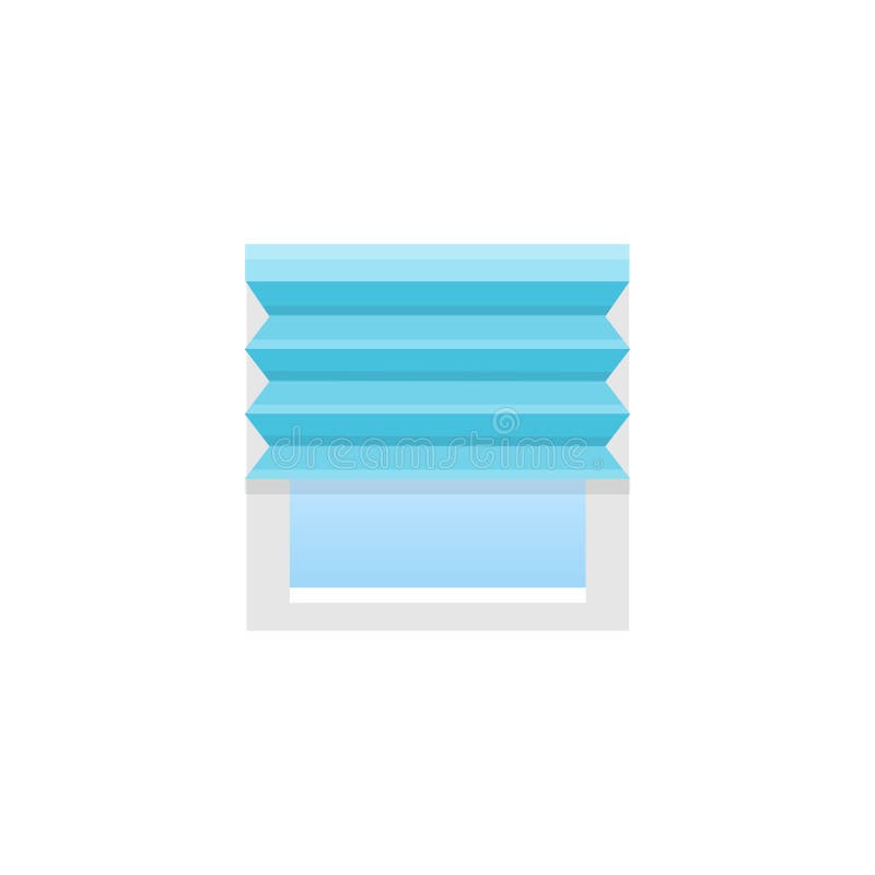 Blue Pleated Blind. Vector Illustration. Flat Icon of Shade Stock ...