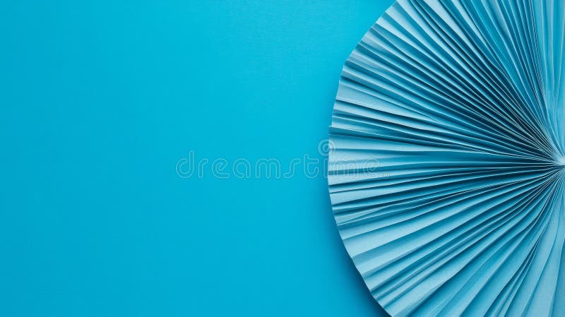 Blue Pleated Paper Fan on Teal Background, Paper Art, Texture Stock ...