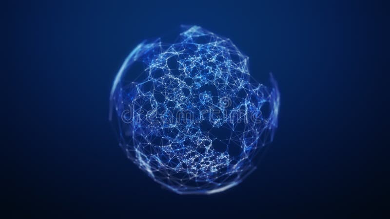 Blue Plexus Sphere Wire-frame Technology Background Stock Illustration - Illustration of bright ...