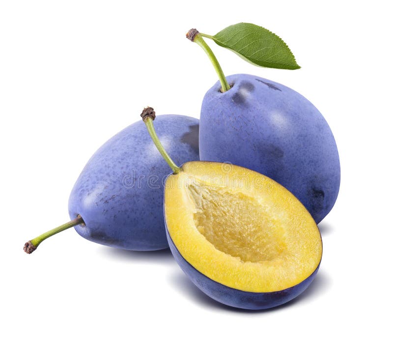 Blue Plum Isolated on White Background Stock Photo - Image of closeup ...