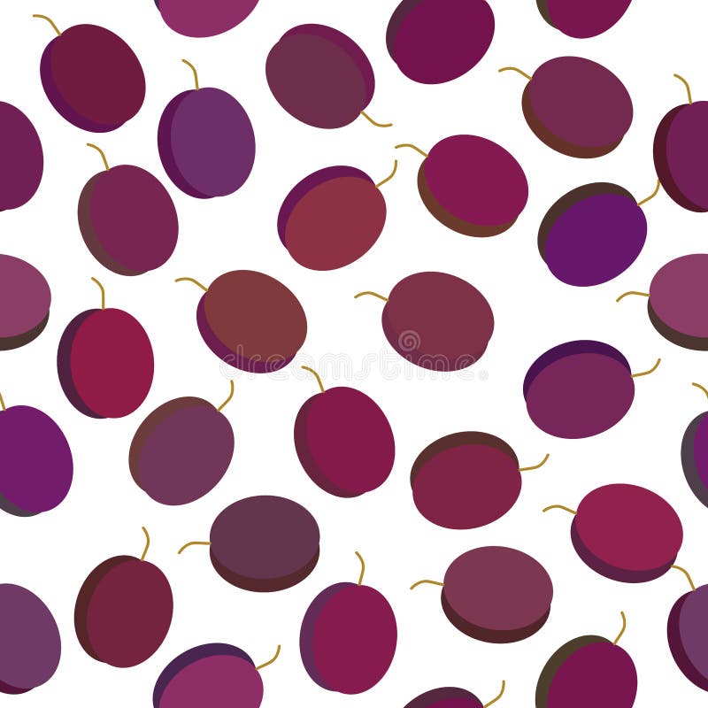 Blue Plum Simple Seamless Pattern Isolated On White Background. Vector ...