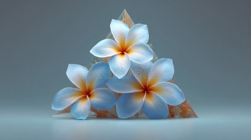 Blue Plumeria Flowers in a Triangle Arrangement Stock Illustration ...