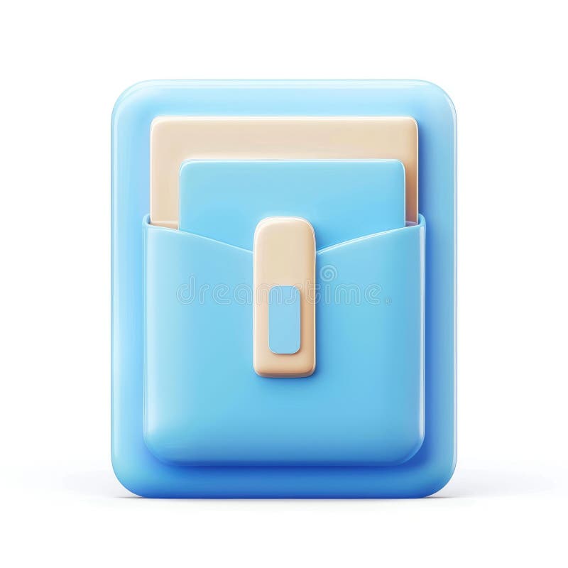 Blue Pocket with Beige Documents: 3D Render Stock Illustration ...