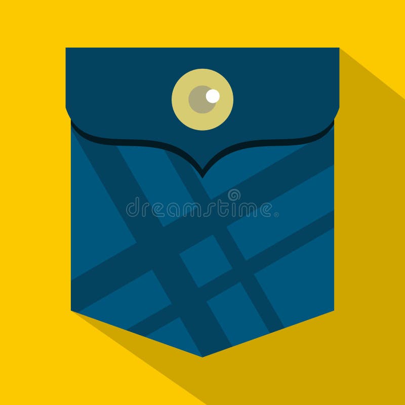 Blue Pocket with a Button Icon, Flat Style Stock Vector - Illustration ...