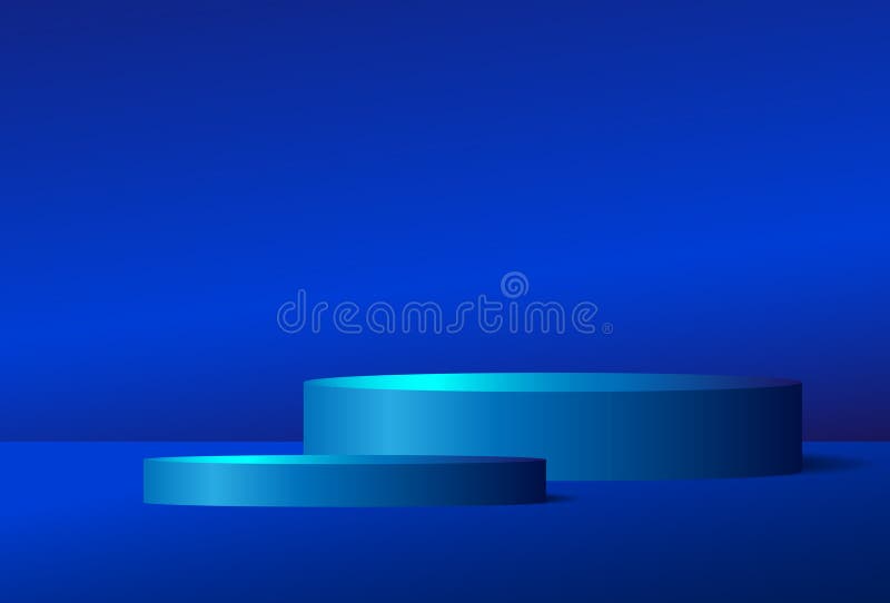Blue Podium and Blue Backdrop. Display of Cosmetic Products. Stage or ...